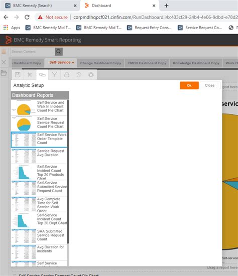remedy smart reporting dashboard analytic setup displays blank frame