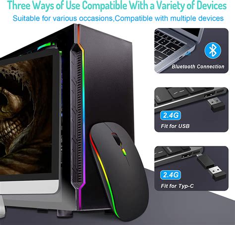 Wireless Mouse 2 4G Bluetooth Mouse Rechargeable Silent Mouse USB Type C Receiver Dual Mode