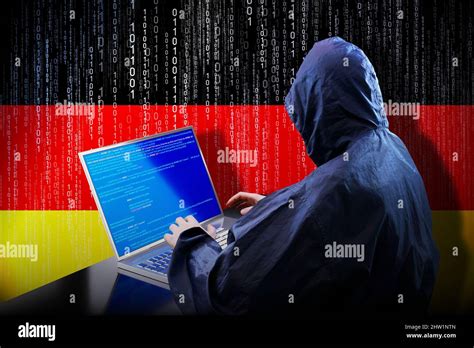 Anonymous Hooded Hacker Flag Of Germany Binary Code Cyber Attack