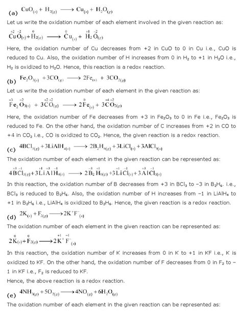 Redox Reactions Class 11 Chemistry Ncert Solutions