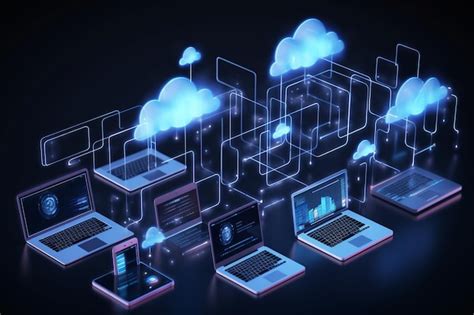 Premium Photo Cloud Technology Cloud Computing Devices Connected To