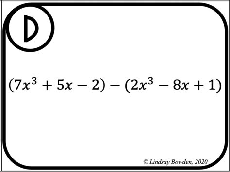 Adding And Subtracting Polynomials Digital Task Cards Lindsay Bowden