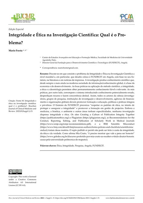 Pdf Integrity And Ethics In Scientific Research Whats The Problem