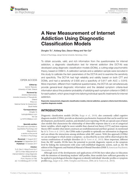 Pdf A New Measurement Of Internet Addiction Using Diagnostic Classification Models