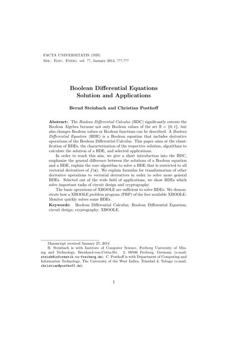 pdf boolean differential equations solution and applications