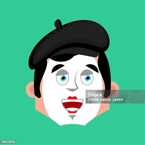 Mime 행복 한 감정 아바타입니다 메리 Emoji 무언 얼굴을 모방 벡터 일러스트 레이 션 공연에 대한 스톡 벡터 아트 및