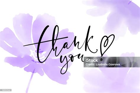 가로 벡터 카드 감사합니다 손으로 그린 인사말 글자 수채화 꽃 배경에 현대적인 얇은 스크립트 글자입니다 감사합니다에 대한 스톡 벡터 아트 및 기타 이미지 Istock