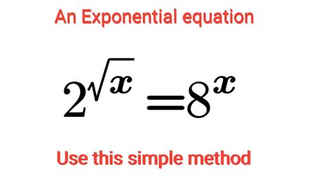 Can You Solve This Exponential Equation Algebra Problem Youtube