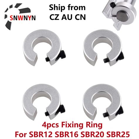 선형 레일 샤프트 스톱 칼라 샤프트 알루미늄 합금 리미트 고정 링 3d 부품 고정 선형 레일 베어링 Sbr12 16 20 25mm 4 개