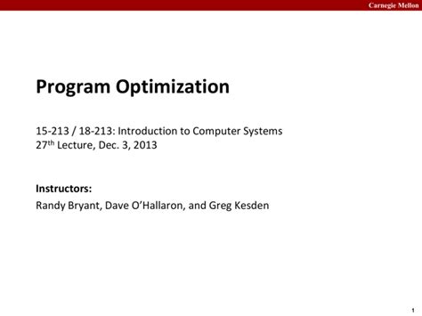 Program Optimization