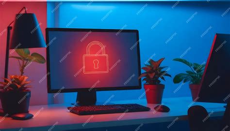 Premium Photo A Computer Monitor Displaying A Padlock Icon With