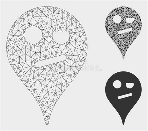 Infidelity Smiley Map Marker Vector Mesh Wire Frame Model And Triangle Mosaic Icon Stock Vector