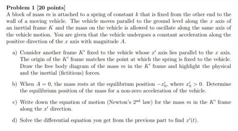 Solved Problem Points A Block Of Mass M Is Attached Chegg