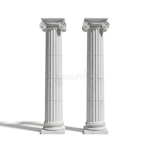 Two Classical Corinthian Columns Isolated On A White Background Stock