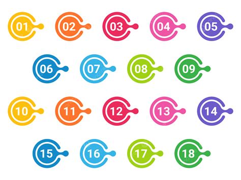 Set Of Colorful Bullet Numbering Point Vector Numbering Point