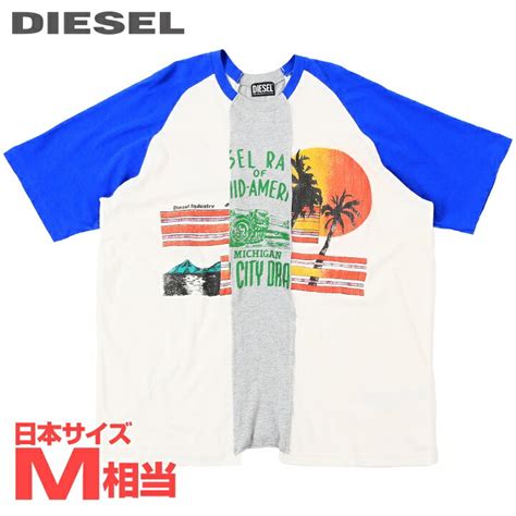 【楽天市場】 Diesel ディーゼル メンズ クラック加工プリント 切替 ラグラン 半袖tシャツ カットソー【t Overbicolor