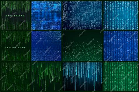 Premium Vector Set Of Futuristic Abstract Background Matrix Style Sci