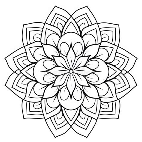 Sleek And Stylized Mandala And Flower Coloring Pages Stock Illustration