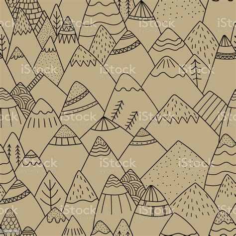 스칸디나비아 스타일의 산과 완벽한 패턴 산 풍경 풍경과 귀여운 장식 배경 직물 벽지 또는 랩 페이퍼를위한 디자인 0명에 대한 스톡 벡터 아트 및 기타 이미지 Istock