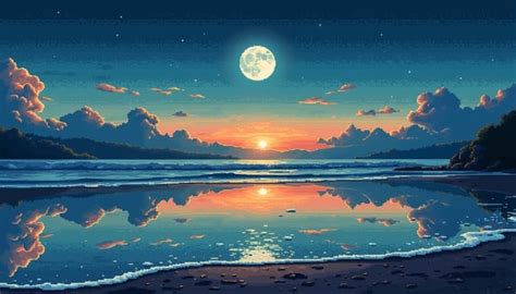 Free Mirrored Moonlit Paradise Image Moon Reflection Ocean