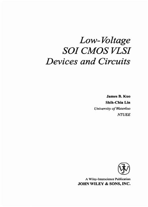 Title Page Low Voltage Soi Cmos Vlsi Devices And Circuits [book]