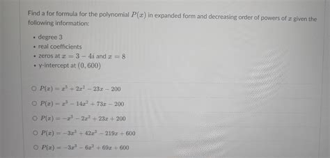 Solved Find A Formula For The Polynomial P X In Expanded Chegg Com