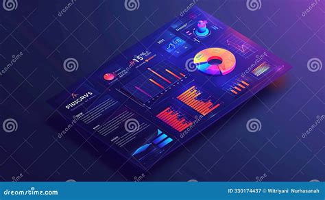 Modern Futuristic Data Analytics Dashboard With Colorful Graphics Stock Illustration
