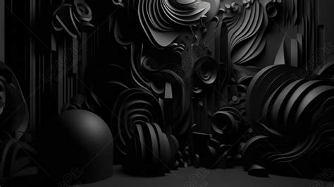 웹 및 프리젠테이션을 위한 매끄러운 검정 캔버스에 3d 렌더링을 사용한 추상 검정 종이 컷 아트 배경 디자인 복근 배경 종이 배경 캔버스 아트 배경 이미지 Hd 복근