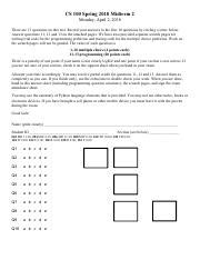Cs S Midterm Pdf CS Spring Midterm Monday April There Are