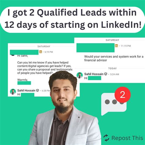 how i got 2 qualified leads on linkedin sahil hossain posted on the topic linkedin