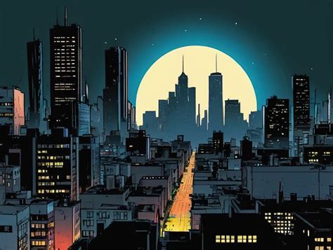 City Skyline Landscape Comic Free Ai Photo Generator Starryai