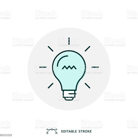 편집 가능한 스트로크가 있는 리날 컬러 플랫 전구 아이콘 개발에 대한 스톡 벡터 아트 및 기타 이미지 개발 계획 곧은 Istock