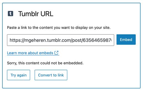 Tumblr Embed Documentation WordPress Org