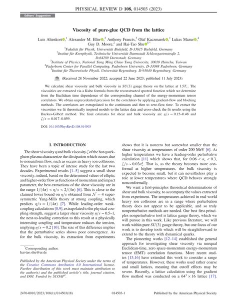 Pdf Viscosity Of Pure Glue Qcd From The Lattice