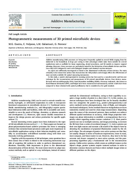 Pdf Photogrammetric Measurements Of 3d Printed Microfluidic Devices