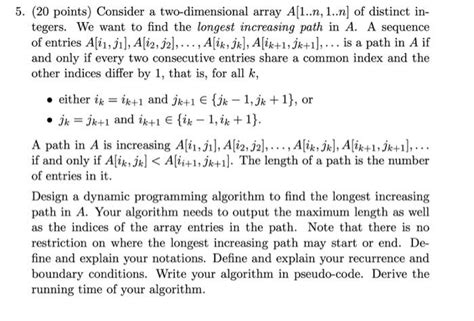 Solved 5 20 Points Consider A Two Dimensional Array