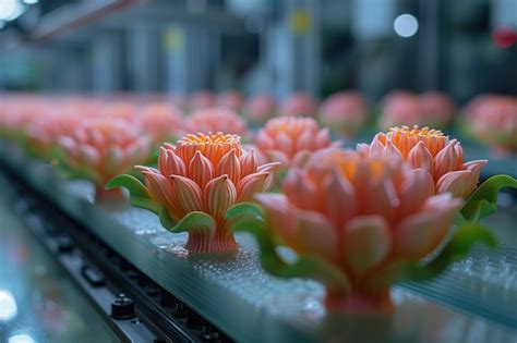 Robots 3dprinting Custom Lotus Flower Parts At A Farm Premium Ai Generated Image