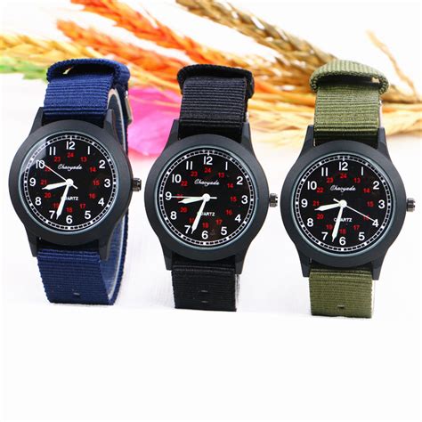手表男电子表青少年初中学生帆布带夜光针男孩防水儿童运动潮流表 虎窝淘