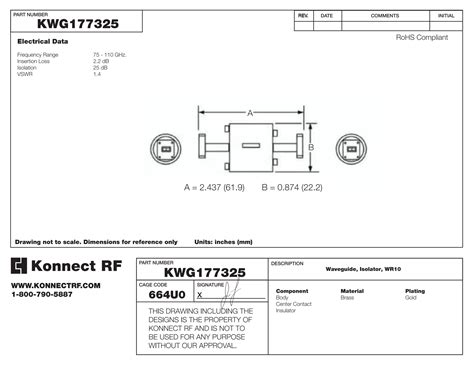 Waveguide Isolator Wr10 75 110 Ghz 25 Db Isolation Konnectrf