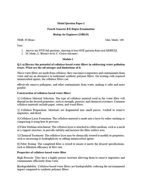 Biology Model Qp Soln Pdf Central Nervous System Nervous System