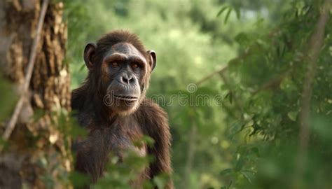 Recreation Of A Bipedal Hominid Walking In A Forest Stock Illustration Illustration Of