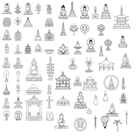 Buddhism Religious Elements Vector Set Premium Ai Generated Vector