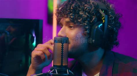 Nervous Arabian Indian Man Emotions Worried Streamer Stressed Computer Talking Shouting Guy