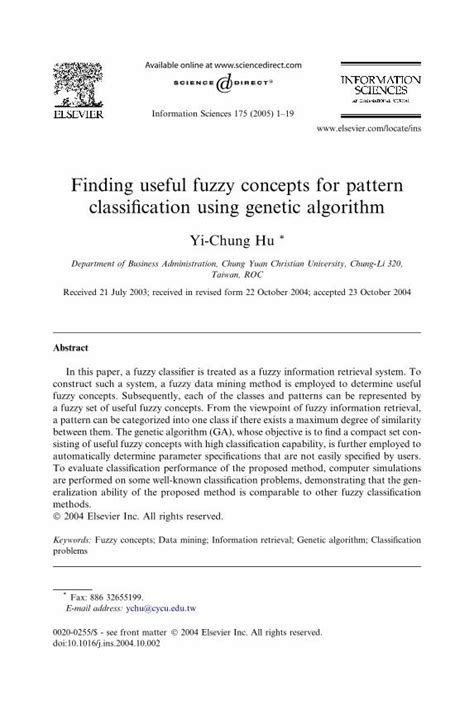 Pdf Finding Useful Fuzzy Concepts For Pattern Classification Using
