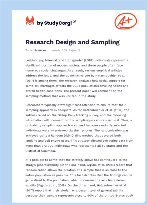 Research Design And Sampling Free Essay Example