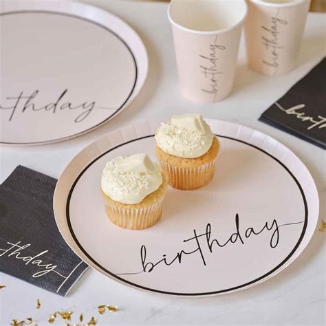 Champagne Noir Black Nude Birthday Paper Party Plates 8pk