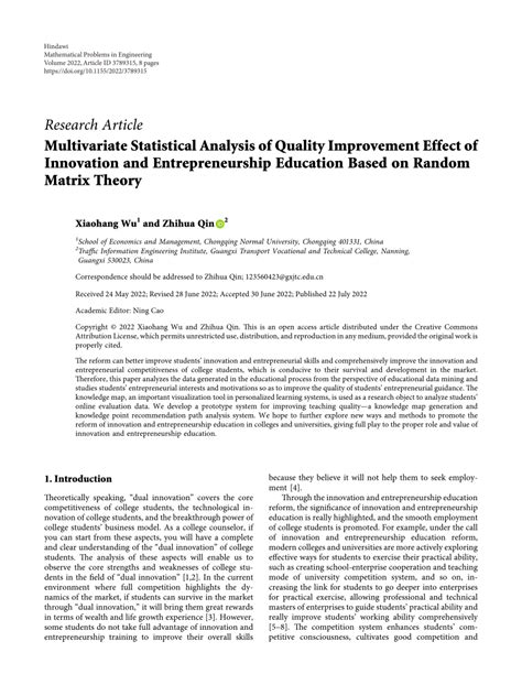Pdf Multivariate Statistical Analysis Of Quality Improvement Effect Of Innovation And