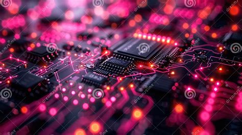 Abstract Technology Background Of A Quantum Computing System With Processor And Electronic