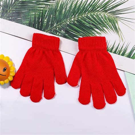 Badu Bg Зимни плетени детски ръкавици Пълни пръсти Момче момиче Ръкавица Топли дебели детски