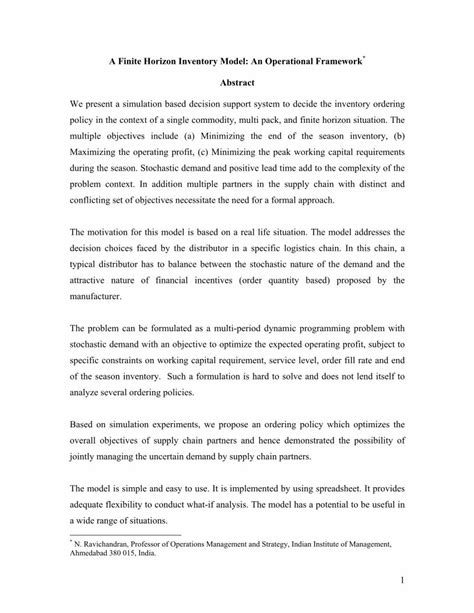 pdf a finite horizon inventory model an operational … · conflicting